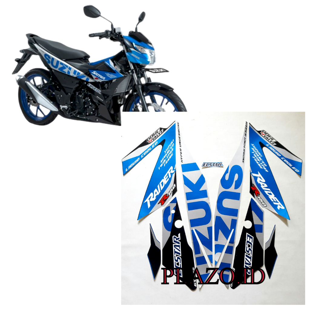 Suzuki raider r150 2023 silver-Blue Motorcycle Trim striping sticker ...