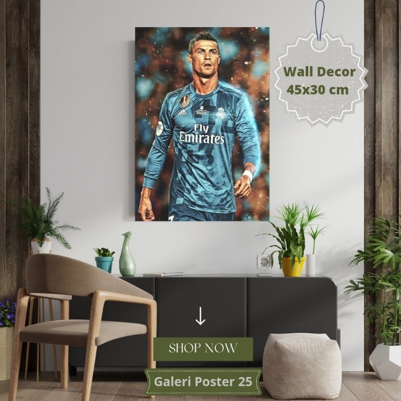 KAYU HIASAN DINDING Jumbo Cristiano Ronaldo wall decoration minimalist ...