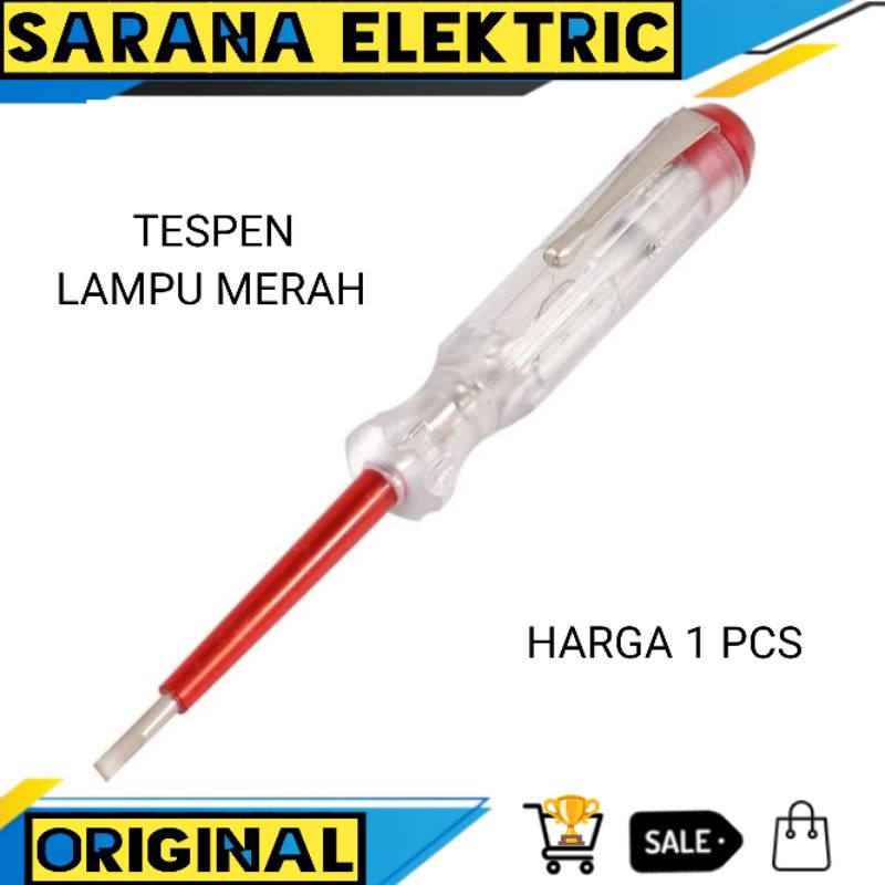 MERAH Tespen SCREWDRIVER TEST PEN ELECTRIC RED LIGHT TESTPEN ELECTRICAL ...