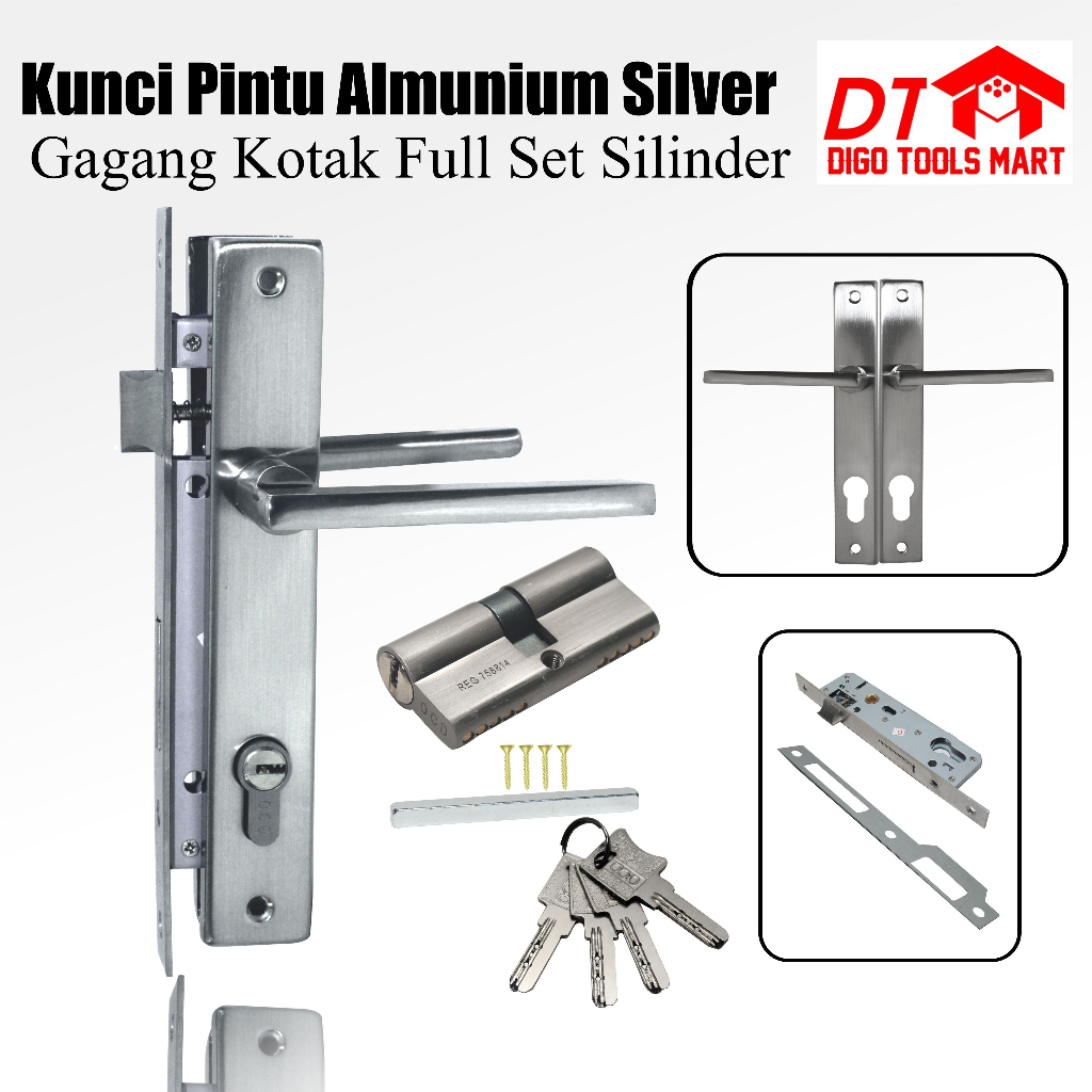 Silver Aluminum Door Lock, Full Set of Cylinder Boxes | Shopee Malaysia