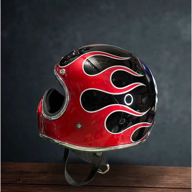 Cakil Custom Flame Red Candy Helmet - Cakil Custom Helmet | Shopee Malaysia