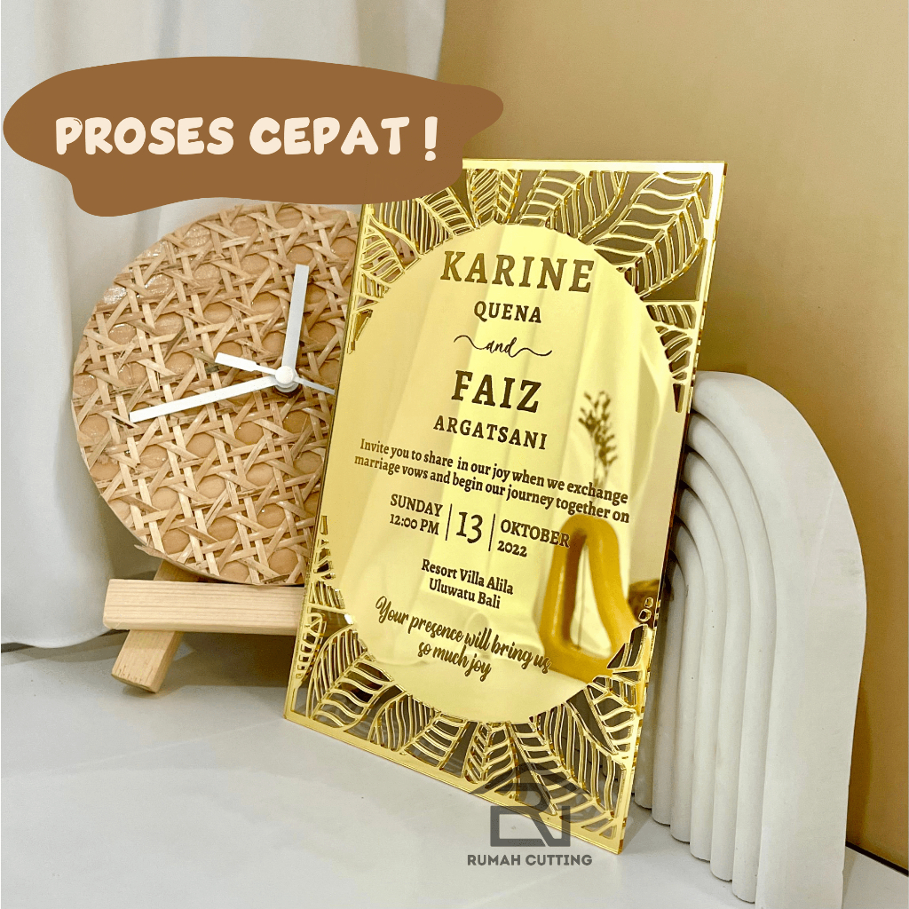 Gold Acrylic Wedding Dowry Bridal Gift Acrylic Leaf Theme Mirror ...