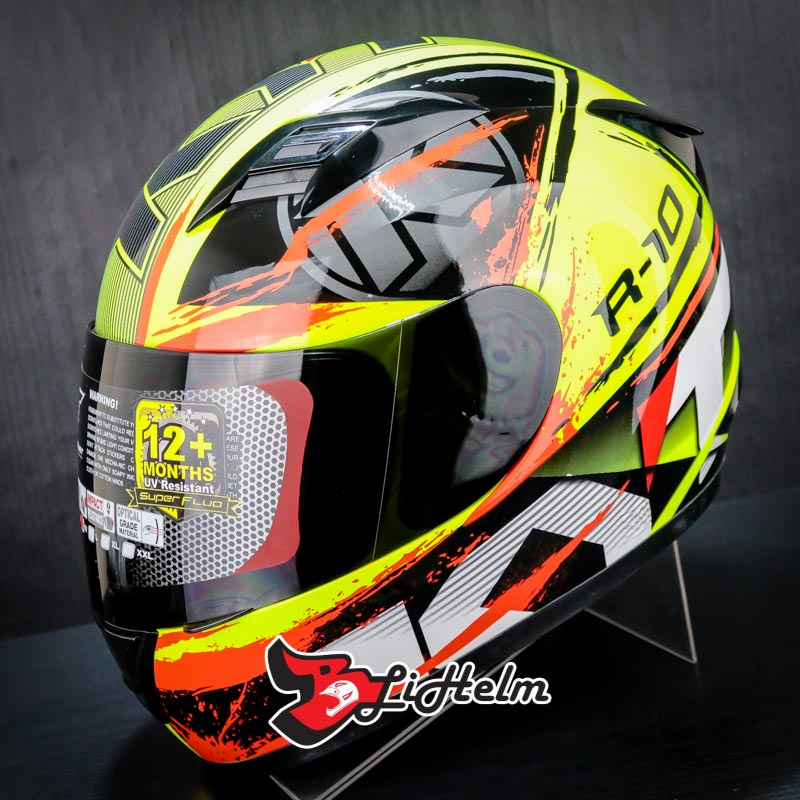 Helmet KYT R10 2 YELLOW FLUO BLACK RED FLUO | Full FACE HELMET SNI ...