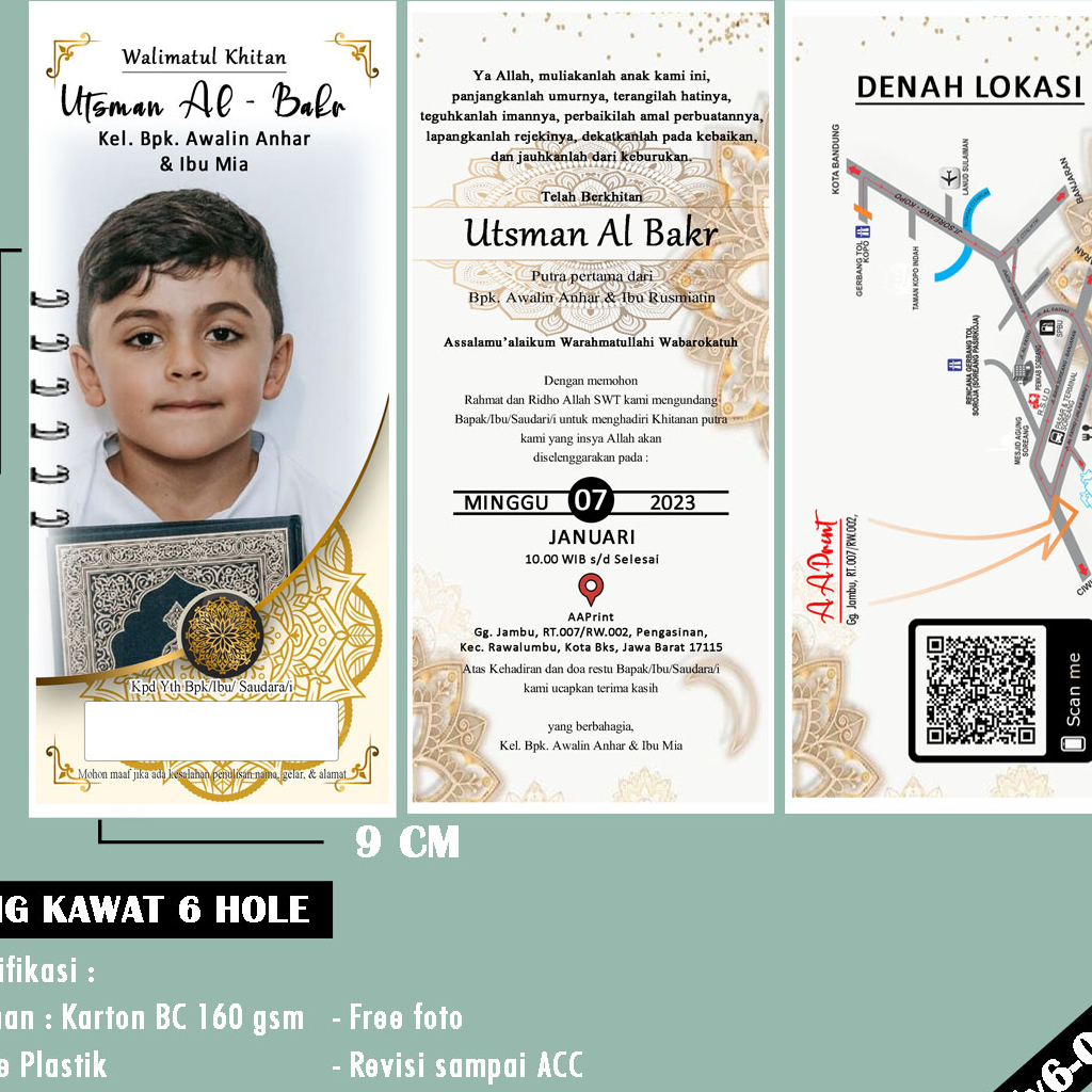 MINIMAL 3ply CIRCUMCISION INVITATION 6HOLE-04 INVITATION LETTER ...