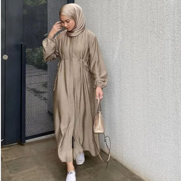 Midi Dress Polo Linen - Dress Polos Linen Waist Strap Hayza | Shopee ...