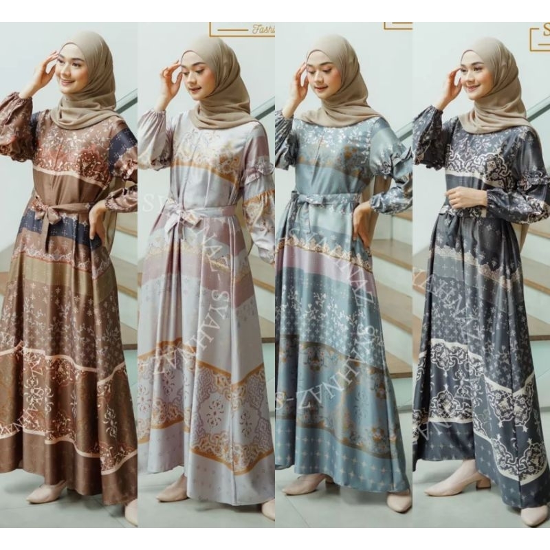 Premium MAXMARA gamis, busui gamis with syahnas motif, size M-XXL ...