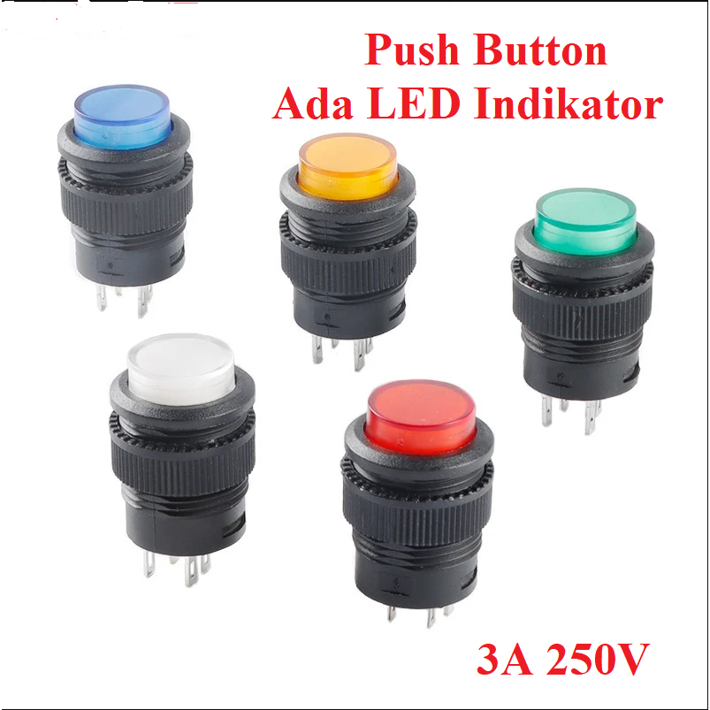TOMBOL Switch BUTTON Toggle SWITCH LED PUSH BUTTON PUSH ON R16-503BD ...