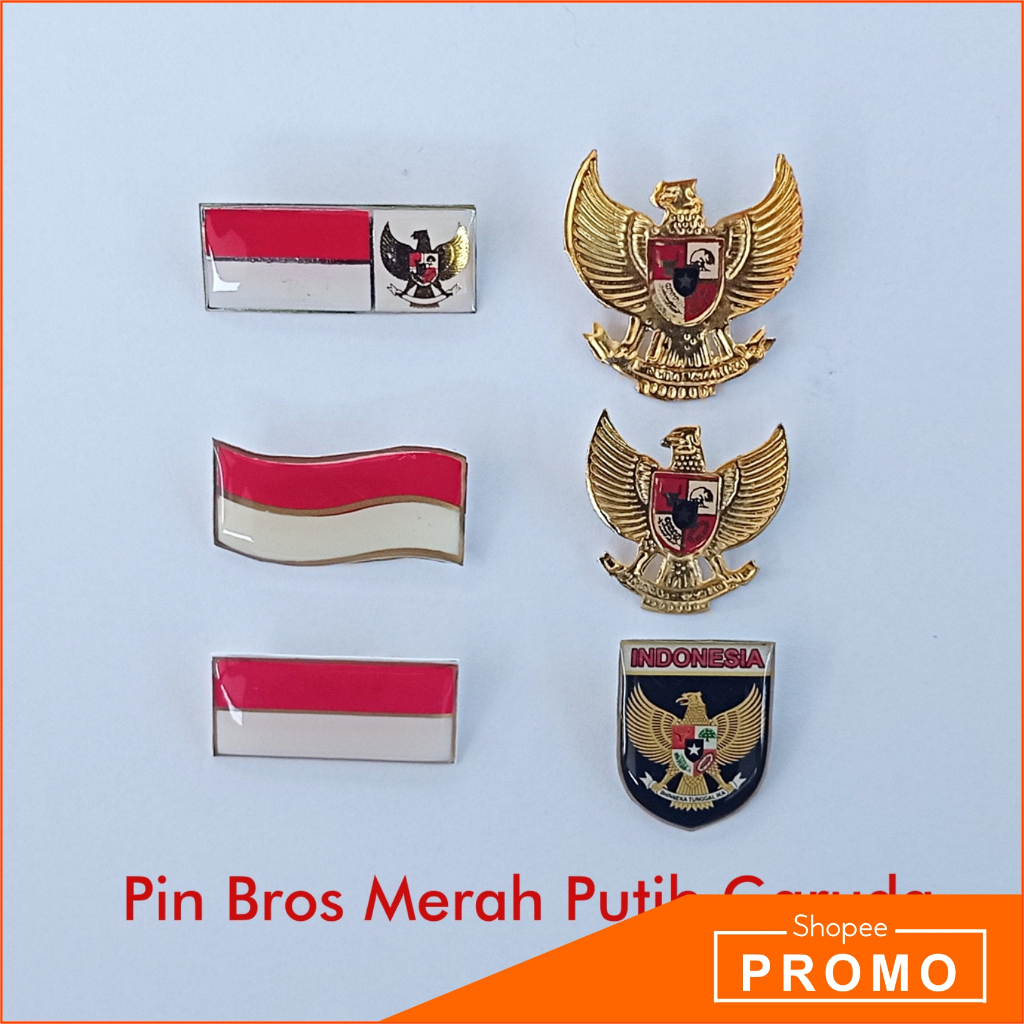 MERAH PUTIH Red And White Pin Garuda Sogan Brooch Pin Indonesian Flag ...