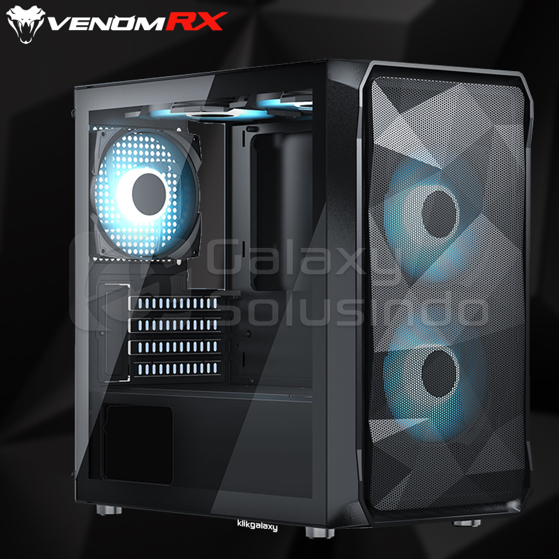 Venomrx PRAVA Black Tempered Glass Side M-ATX Gaming Case | Shopee Malaysia