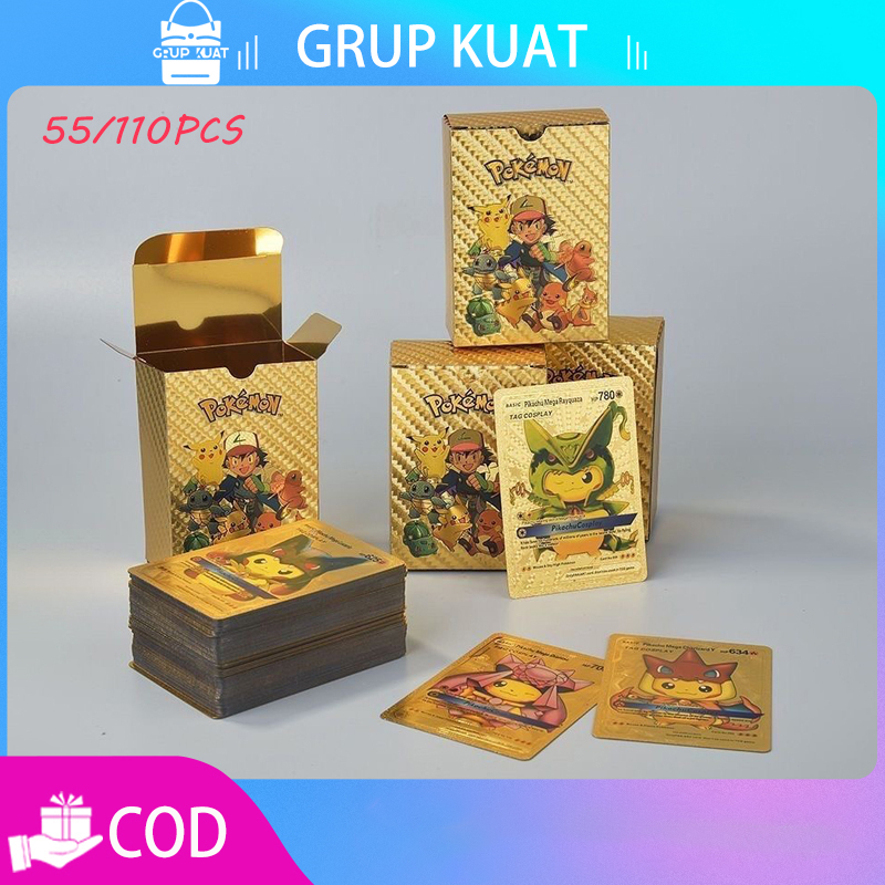 110/55pcs Collection Of Gold Foil Card Pokemon Fighting Card With ...