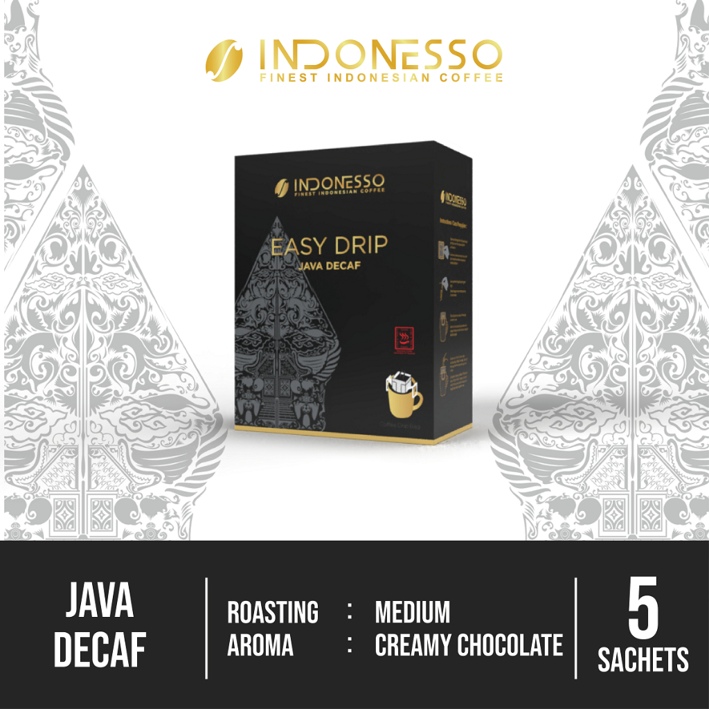 Indonesso Java Decaf Easy Coffee Drip Bag Coffee Drip 5 Sachets x 11g ...