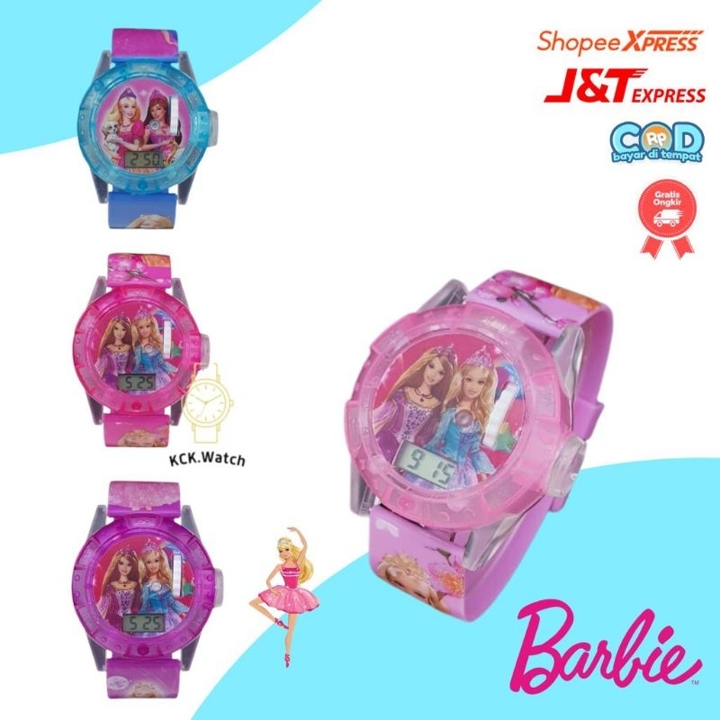 (BARBIE) Children's DIGITAL LASER Music Character Projector Clock ...