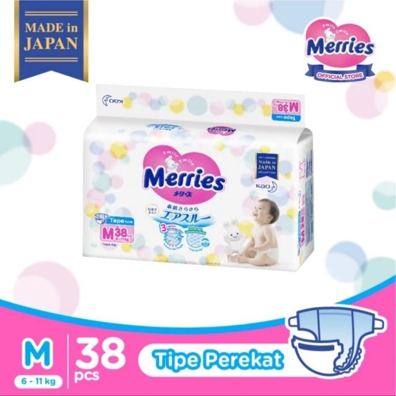 Merries Diapers Tape size M 38 Baby Diapers merries Adhesive M38 ...
