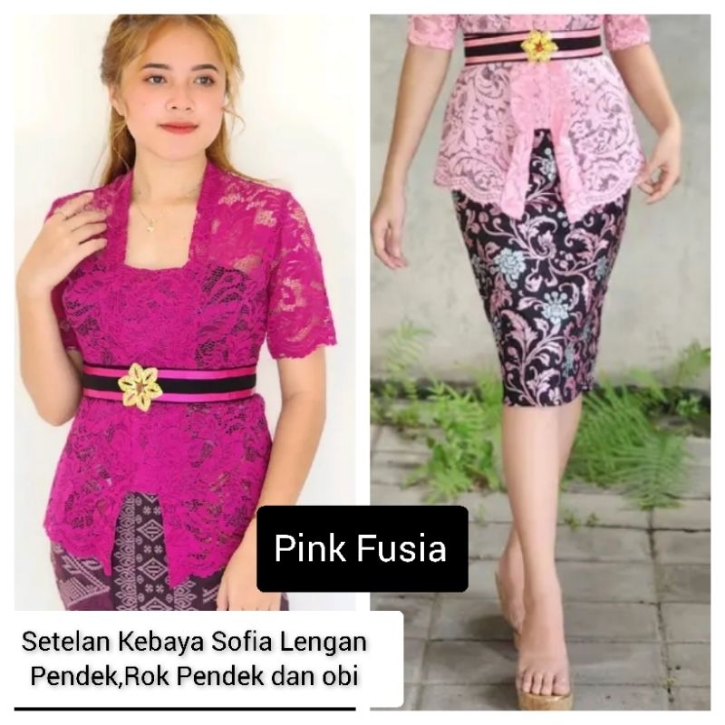 Sofia short sleeve kebaya suit kebaya moden short skirt and obi modern ...