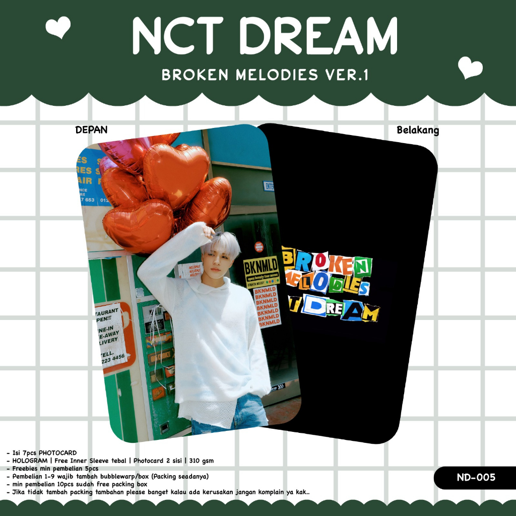 Photocard NCT DREAM BROKEN MELODIES VOL.1 MEMBER Signature NCT BOYBAND ...