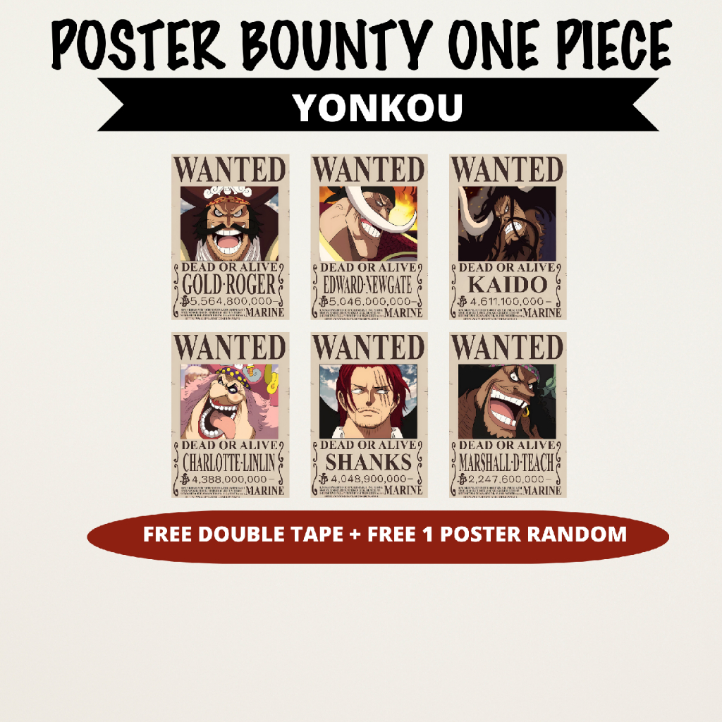 Yinkou ONE PIECE BOUNTY POSTER A4 SIZE / NEWEST ONE PIECE BOUNTY POSTER ...