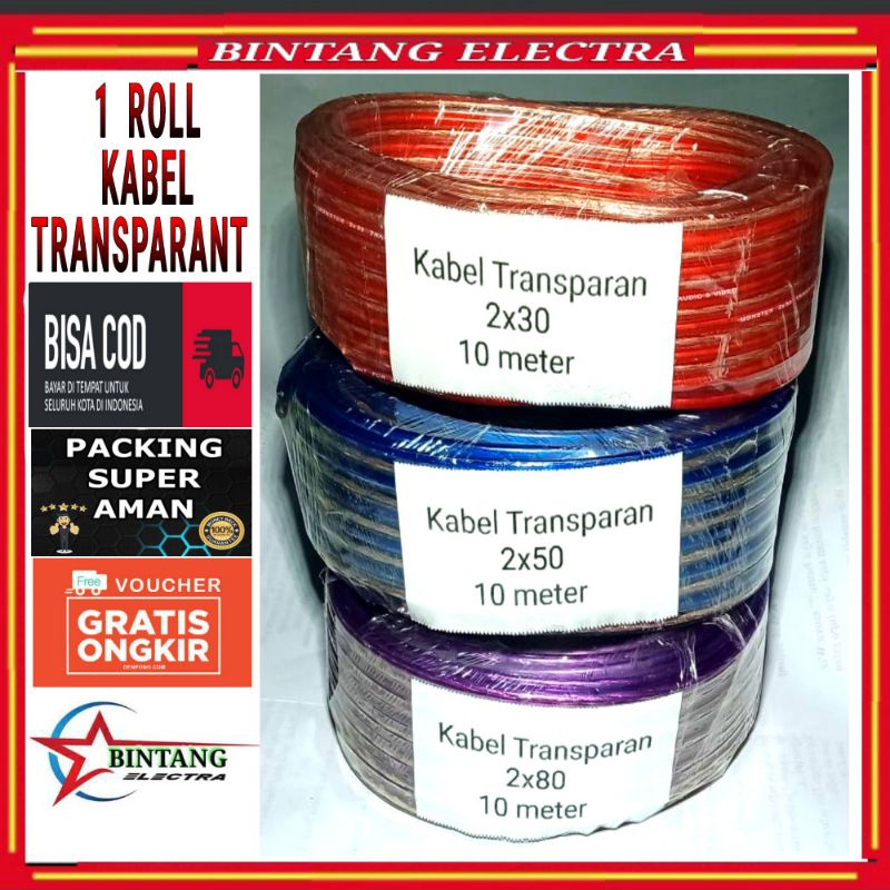 1 roll TRANSPARENT CABLE 2x30, 2x50 & 2x80 | Shopee Malaysia