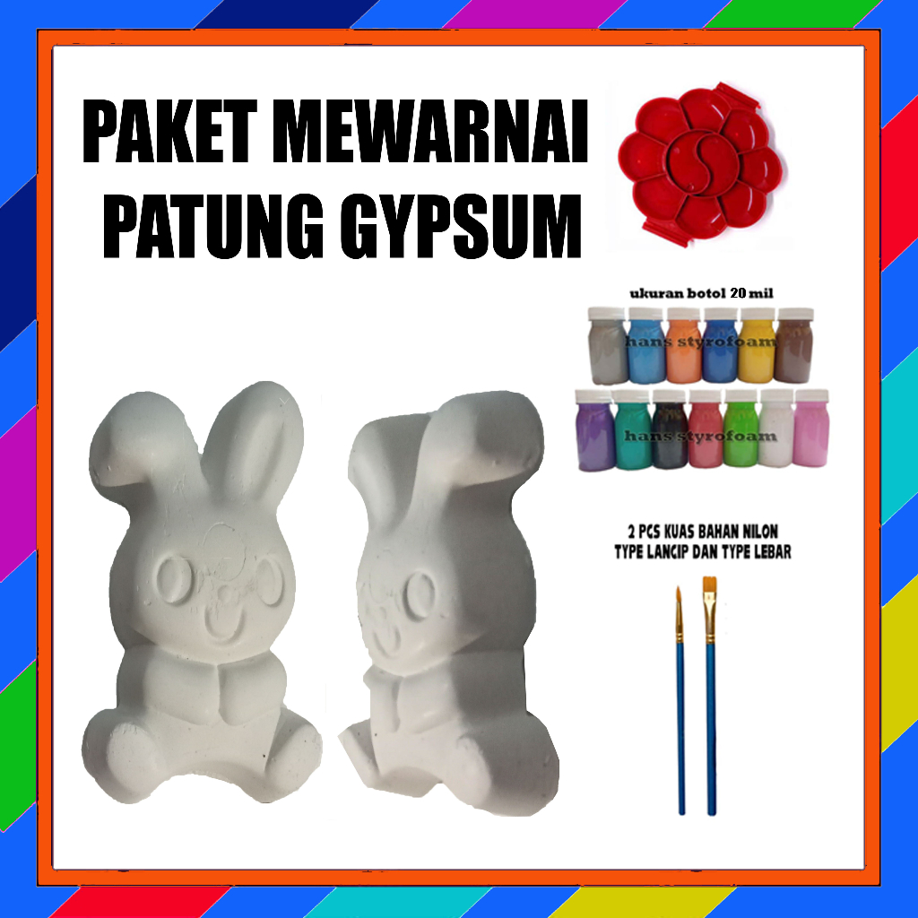 Toy package for coloring gypsum statue media with various characters ...