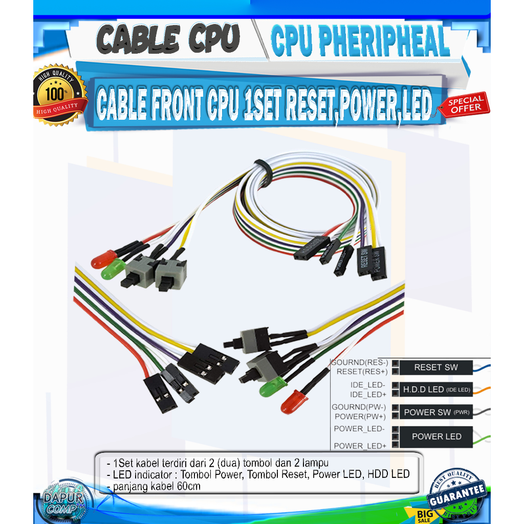 Cable FRONT PANEL 1SET RESET,POWER,LED FRONT PANEL CPU | Shopee Malaysia