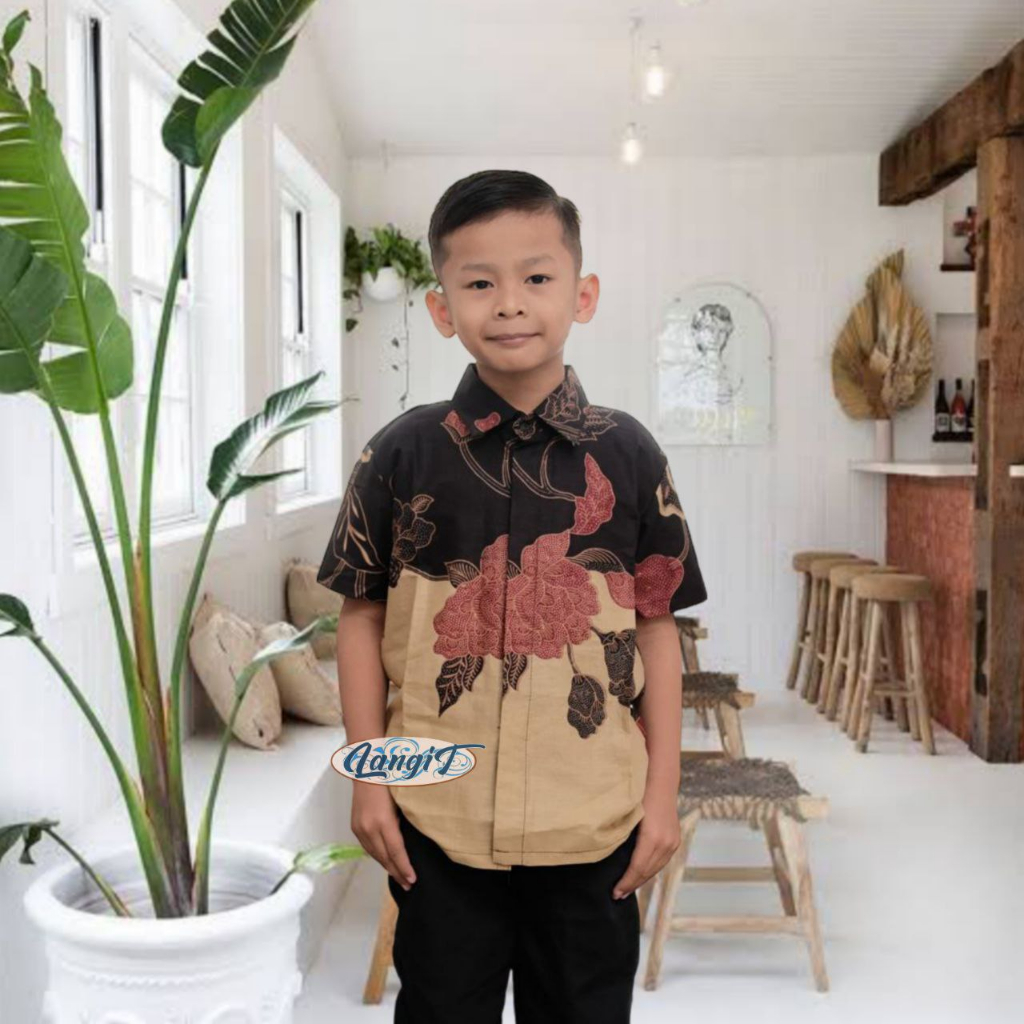 HITAM KEMEJA MAWAR Father AND BOYS COUPLE BATIK CLOTHES BLACK ROSE ...