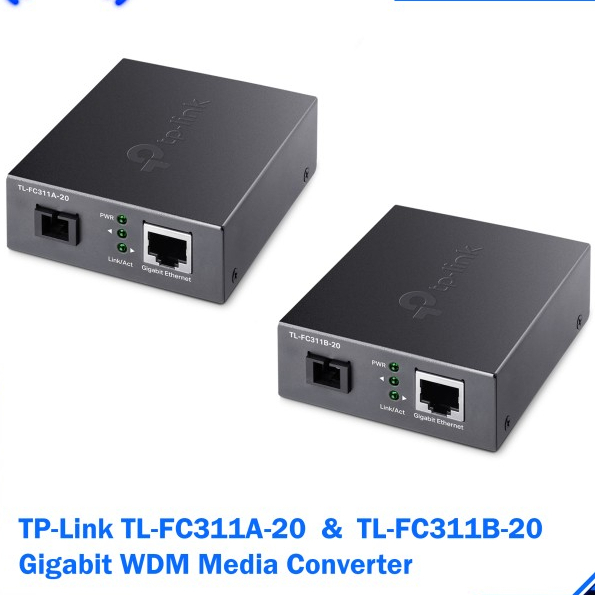 TP-LINK Gigabit WDM Media Converter TL-FC311A-20 + TL-FC311B-20 (a pair ...
