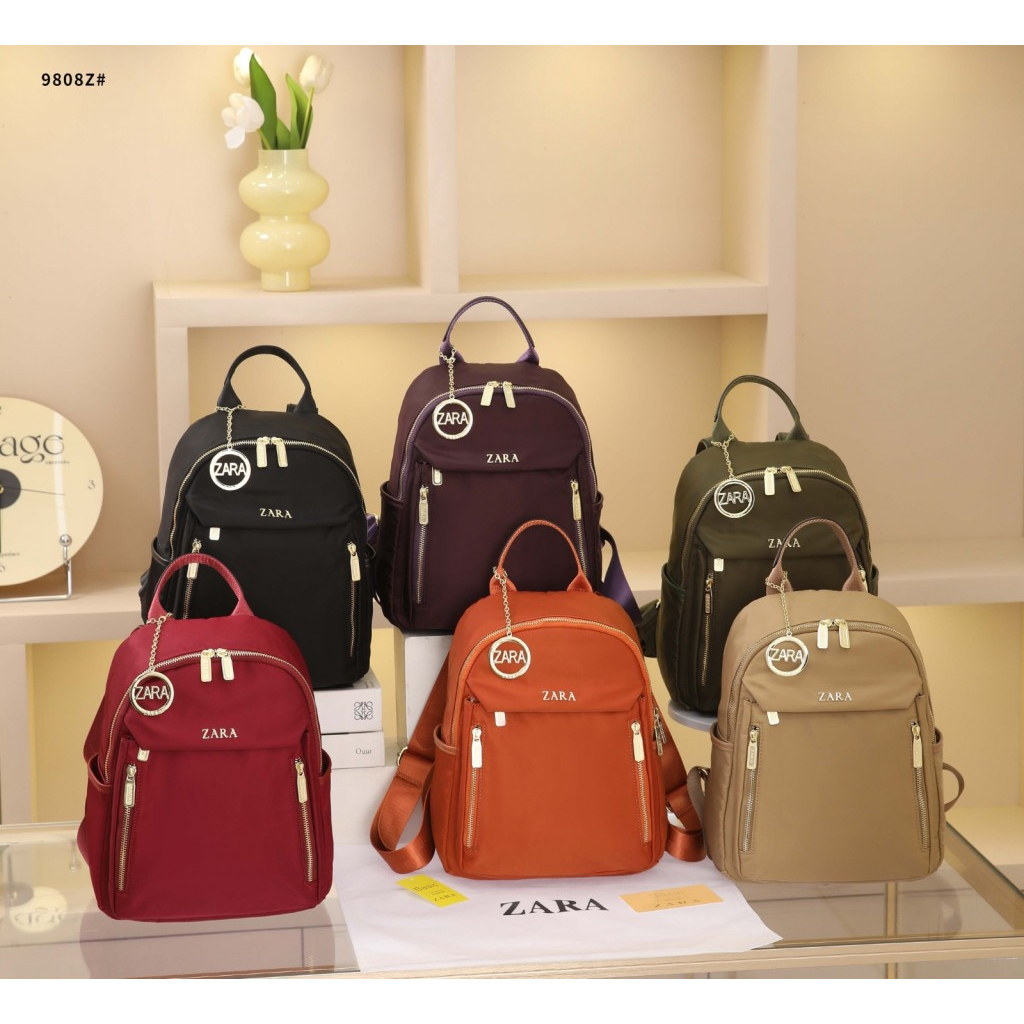 Sj - Women's Backpack Z*RA 9808Z Nylon Zipper Backpack | Shopee Malaysia