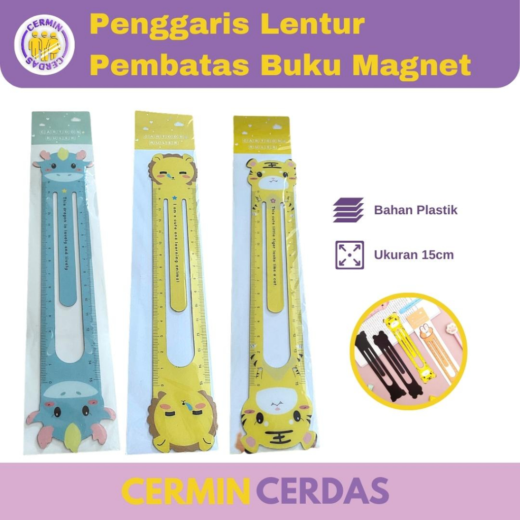Animal Motif Flexible Ruler Cute Animal Ruler Magnetic Bookmark ...