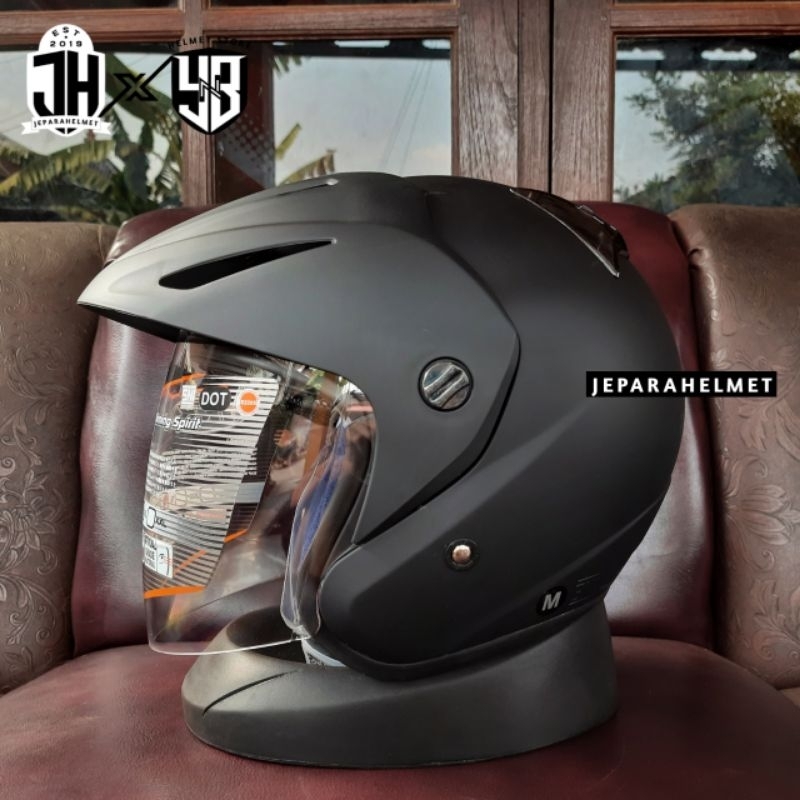 HITAM Helmet Half Face INK CX22 Solid Polos Black Black Doff Original ...