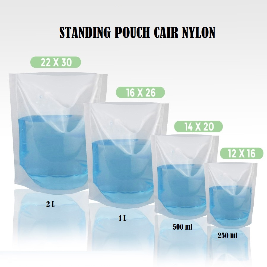 (100 Pcs) NYLON PLASTIC STANDING POUCH FOR LIQUID 250mL / 500mL / 1L ...