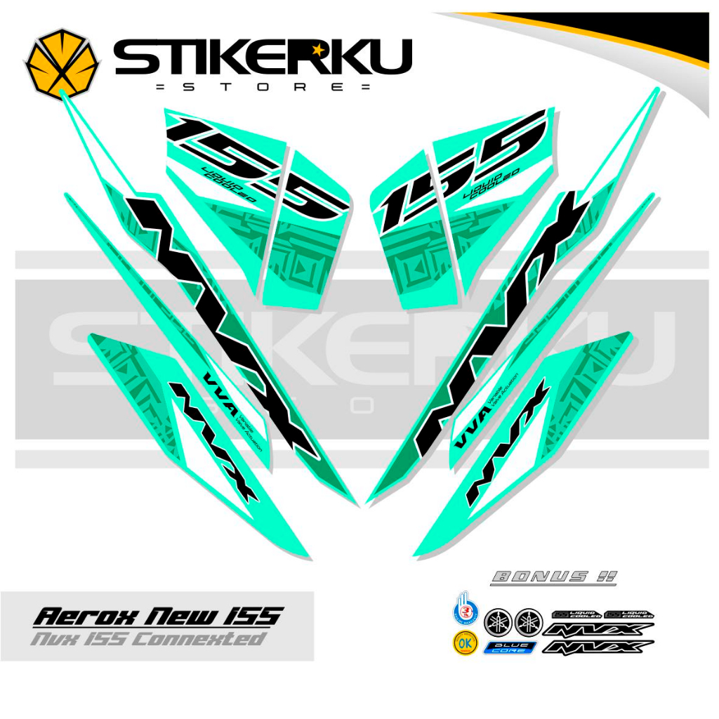 HITAM Striping AEROX 155 NEW CONNECTED MOTIF 25/COMBO COLOR/Basic Black/STICKER AEROX 155 ...