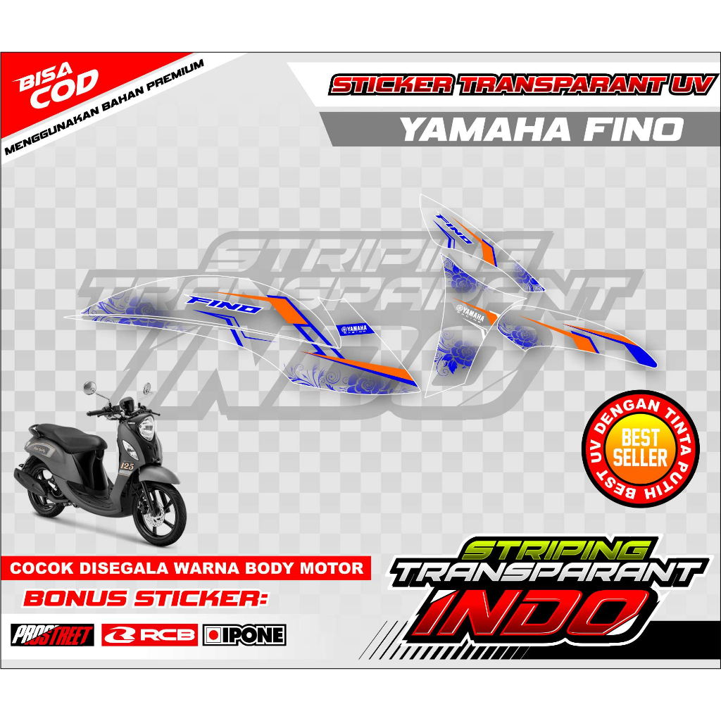 Striping VARIATIONS FINO 125 RACING TRANSPARENT UV / STICKER LIST FOR ...