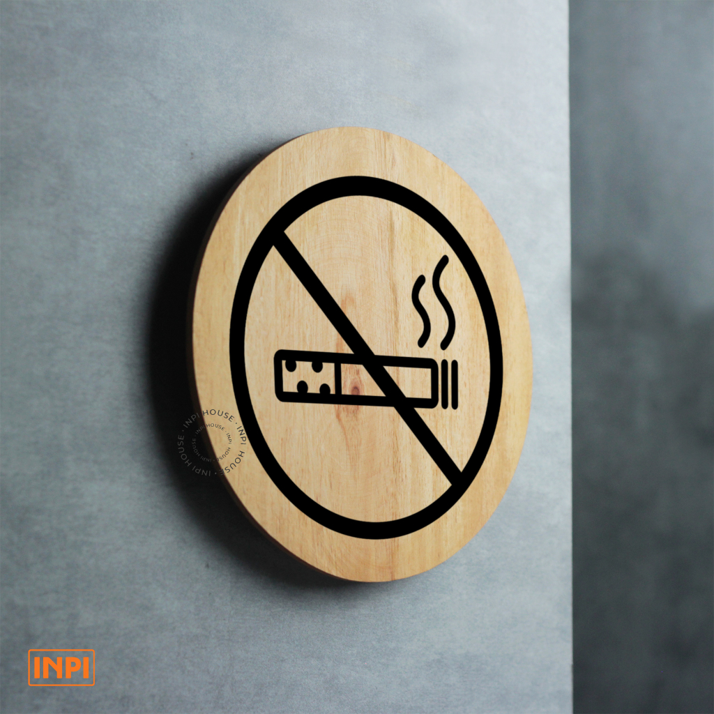 KAYU Inpi - Mahogany Wood Sign Sticker Circle No Smoking | Shopee Malaysia