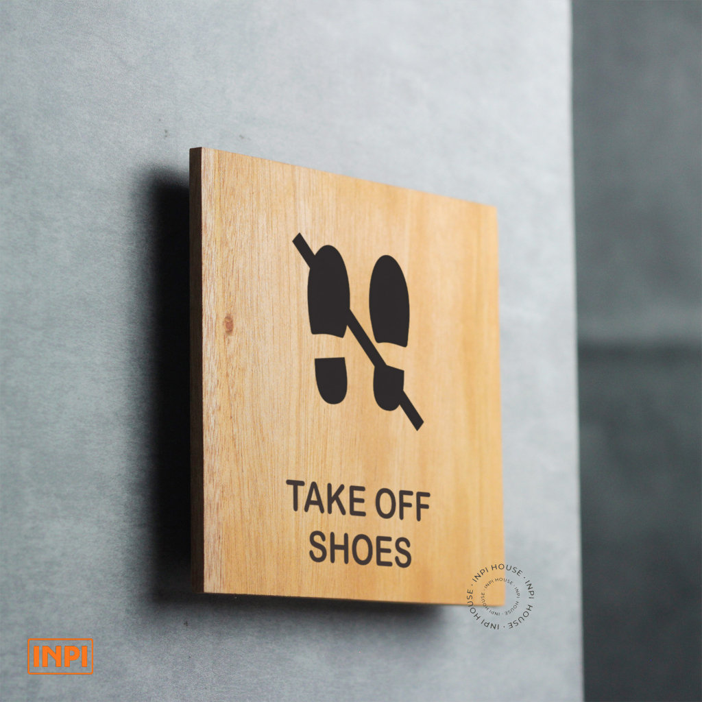 INPI - Mahogany Wooden Sign Square Take Off Shoes Sticker | Shopee Malaysia