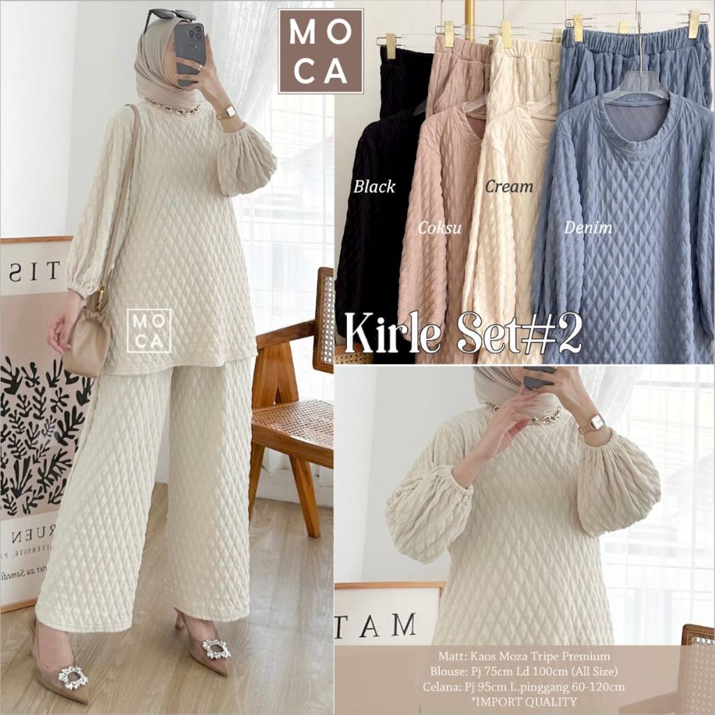 Moca Labeled Kirle Plain Suit Moza Tripe T-shirt One Set Imported ...