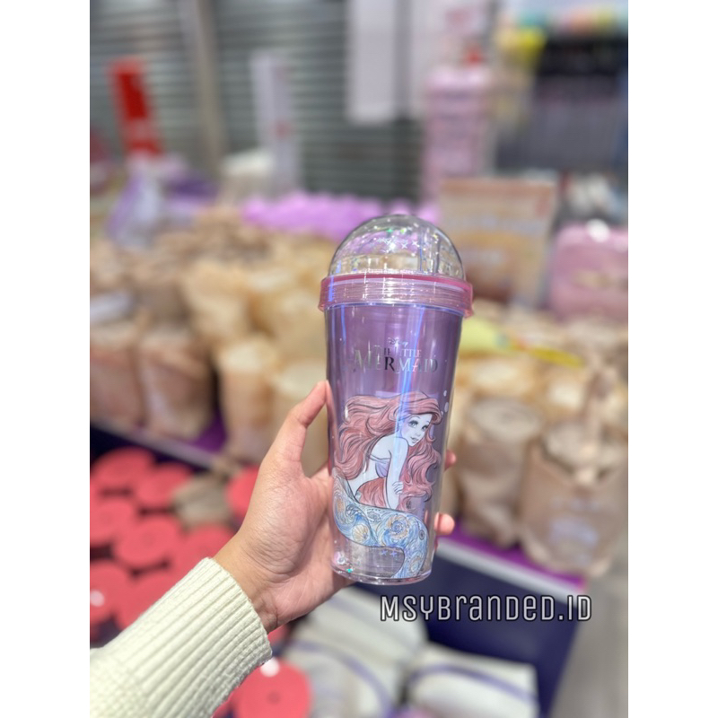 Miniso TUMBLER WITH STRAW DISNEY THE LITTLE MERMAID ARIEL DOUBLE WALL ...