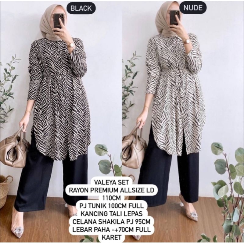 Valeya Set New Premium Viral Womens Tunic Set Full Buttons Shopee