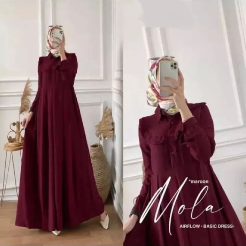 Mola dress model (Crinkle airflow) Simple Women's Gamis Party Wear ...