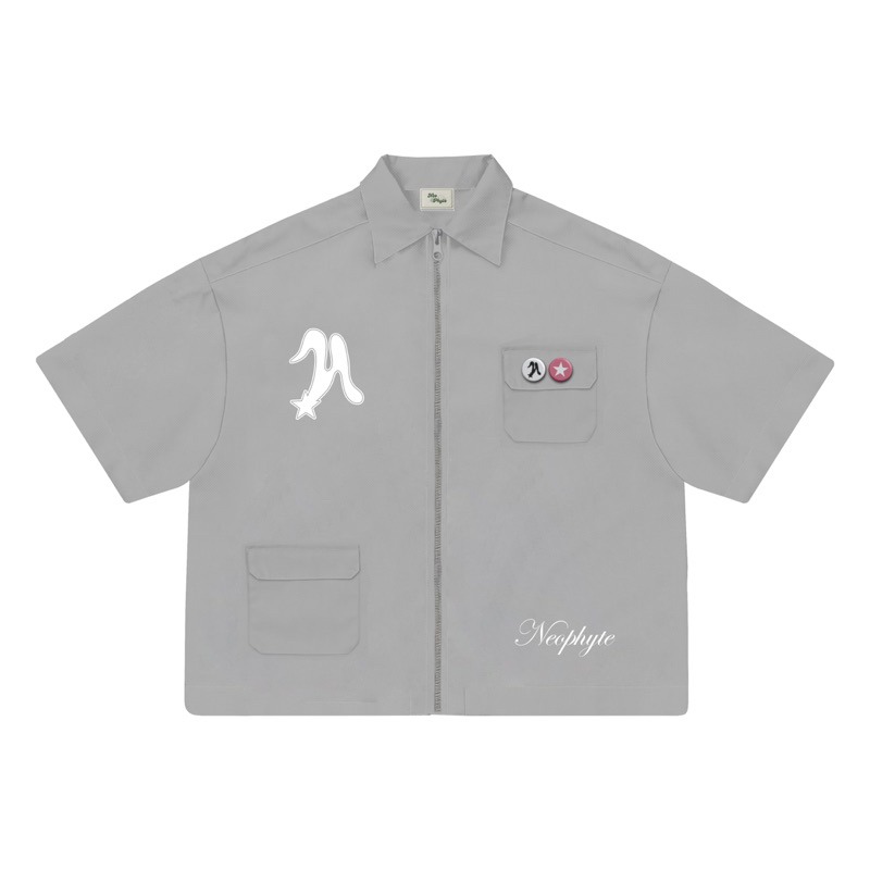Workshirt Boxy Look Shy Shirt Gray Unisex Neophyte | Shopee Malaysia