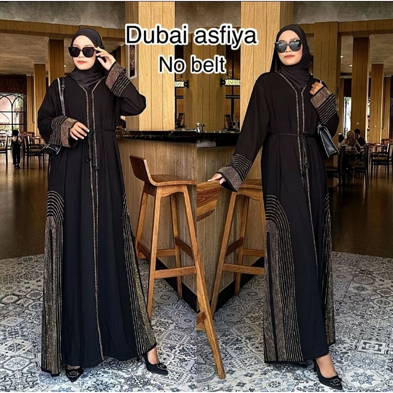 HITAM Abaya Gamis Black Dubai asfiya Arabic dres asfiya Muslim party ...