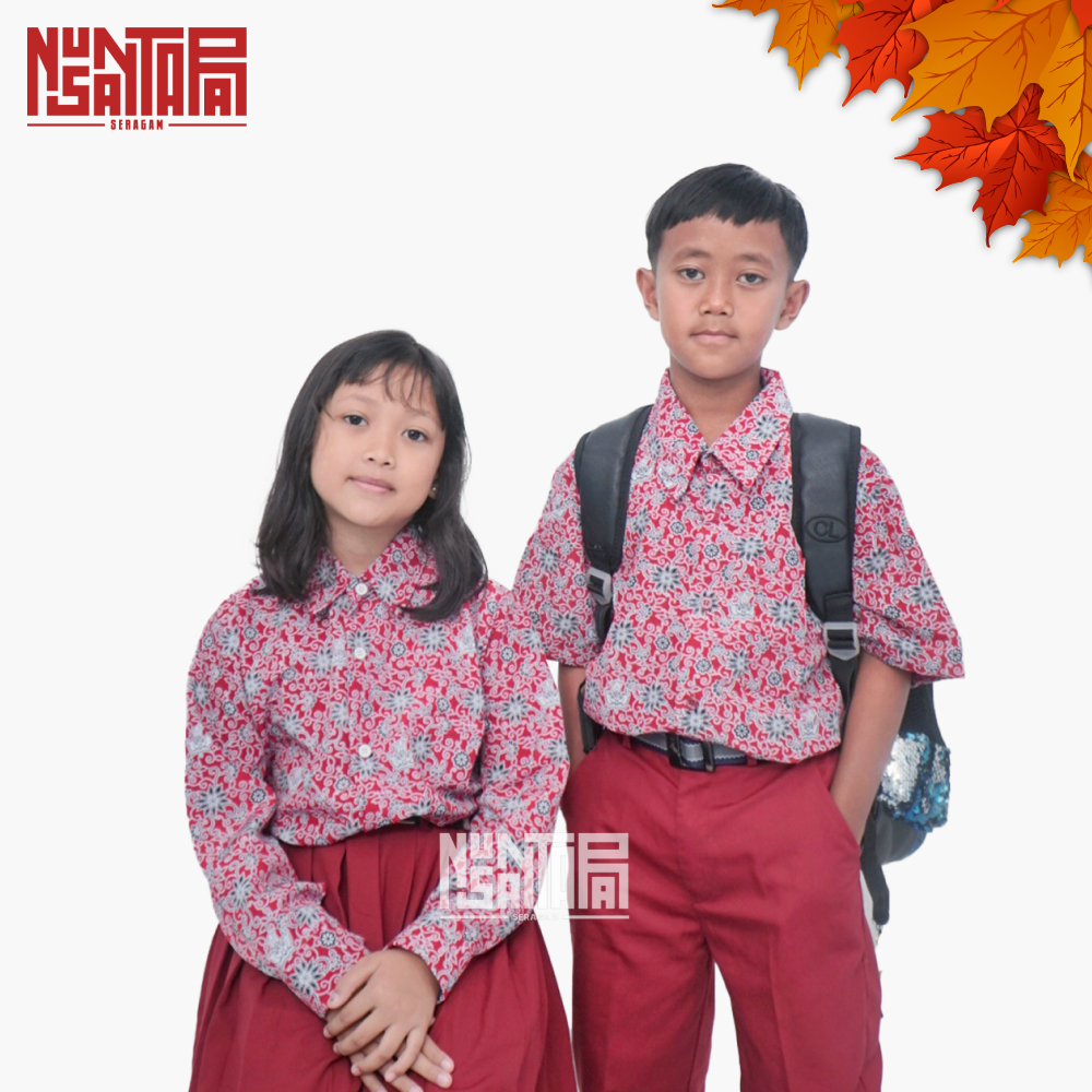 MERAH National Elementary School Batik Uniform with Rampe Flower Motif ...
