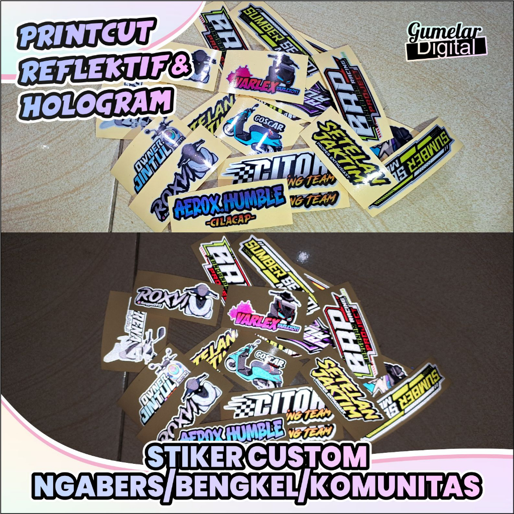 CAHAYA Reflective PRINT CUT STICKER MANTUL HOLOGRAM KENA LIGHT NGABERS ...