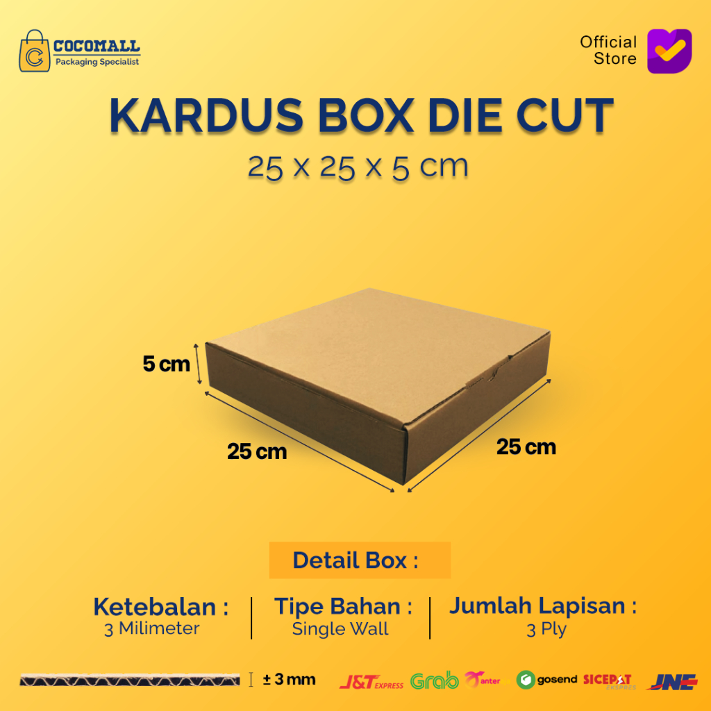 Die Cut Cardboard Box 25x25x5 CM Plain Pizza Packing Cardboard Box ...