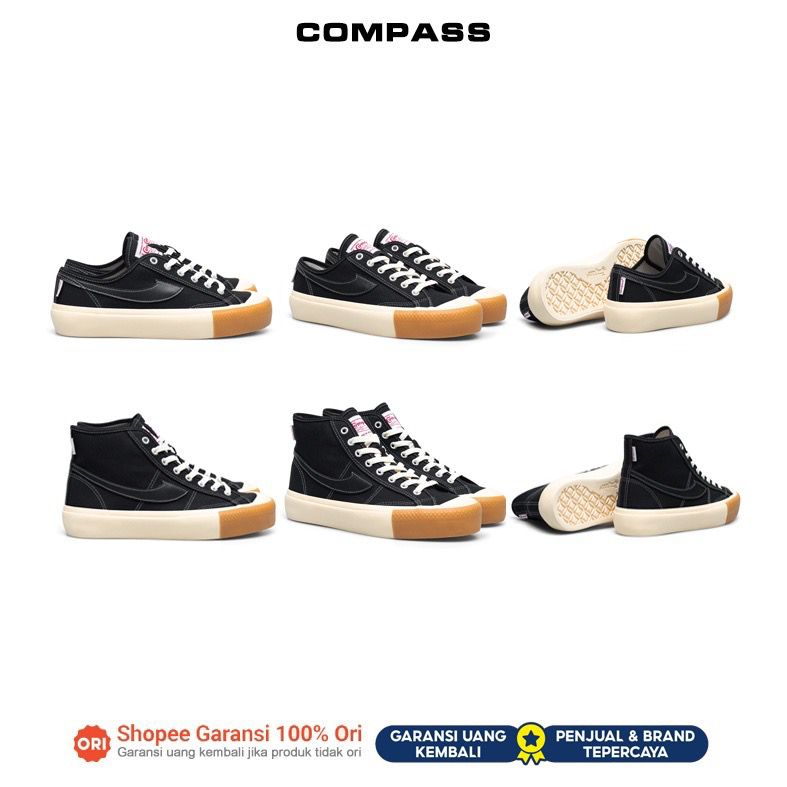 [ORIGINAL NEW] Compass Gazelle Black Gum Shoes | Shopee Malaysia