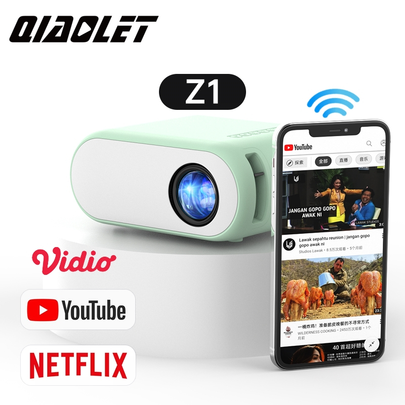 Qialet Z1 Mini Projector 2600 Lumens Airplay Projector Support 1080P ...