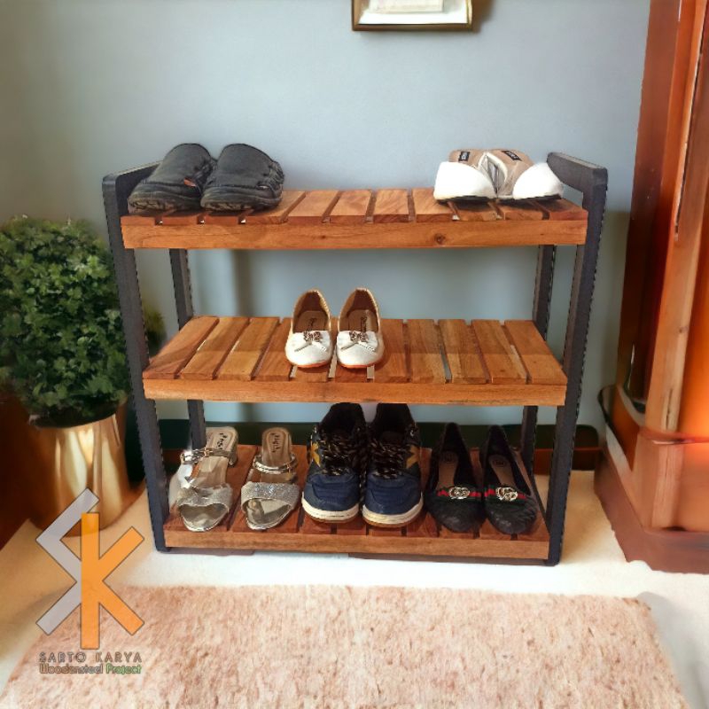 3-Tier Wooden Shoe Rack / Minimalist, Multipurpose, Aesthetic Wooden ...