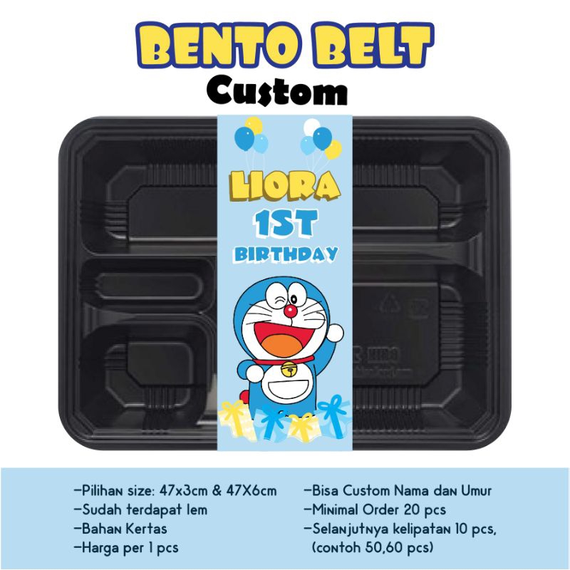 PAPER BELT DORAEMON BENTO BELT CUSTOM NAME BIRTHDAY HAPPY BIRTHDAY ...