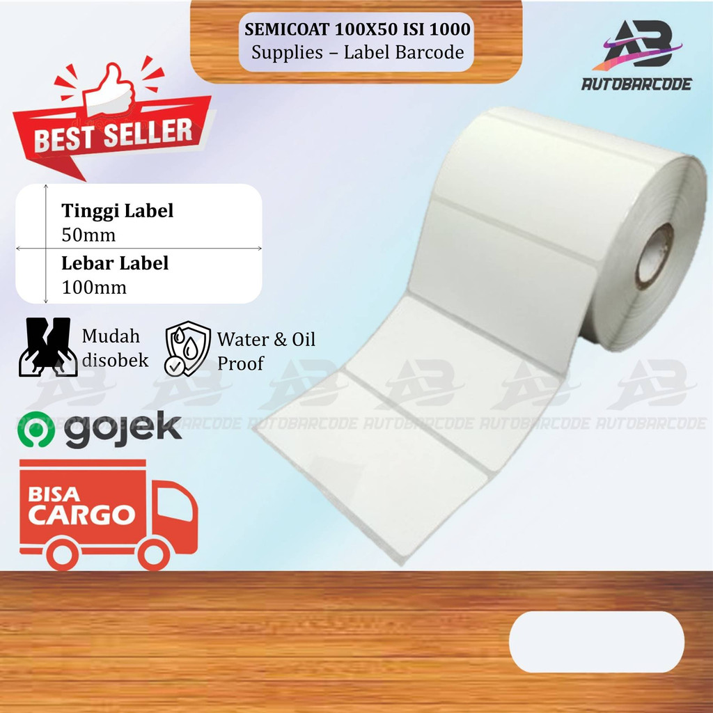 Semicoated Labels 1 Line 100X50 MM contains 1000 PCS Barcode Labels ...