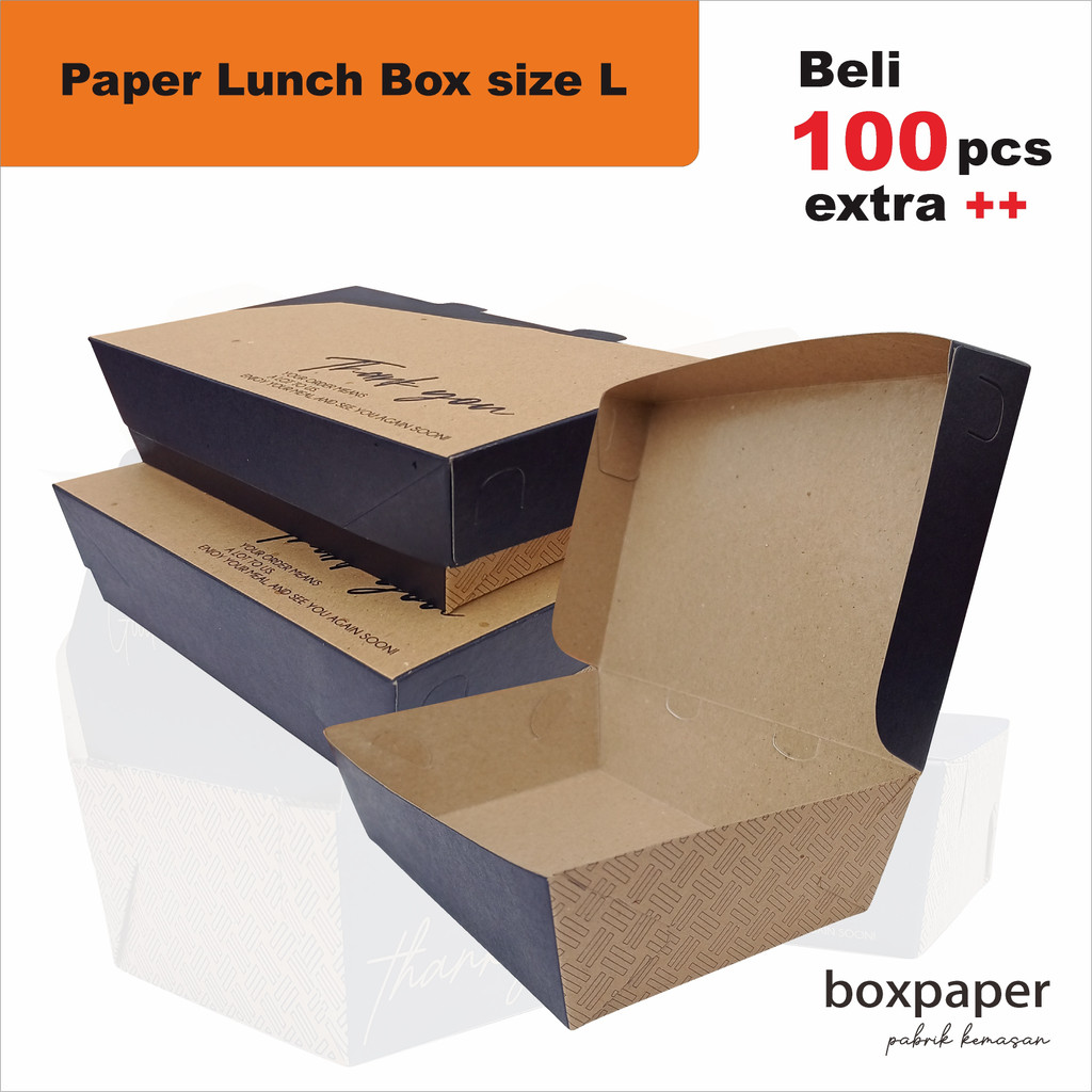 Paper Lunch Box size ( L ) Kraft Lamination Dus Box Eating Chicken ...