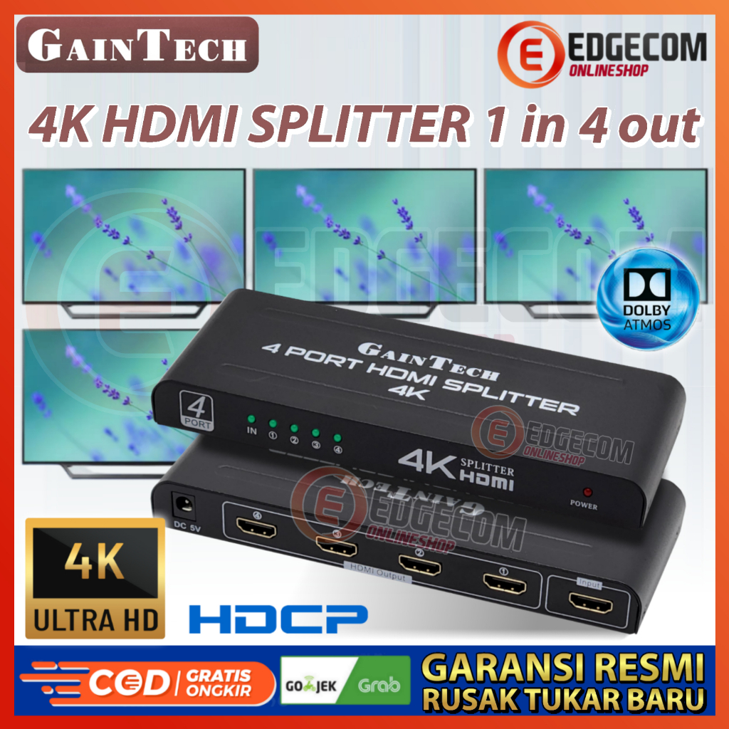 Hdmi Splitter 4 Ports / 1 Input to 4 Output Support 4K GAINTECH ...
