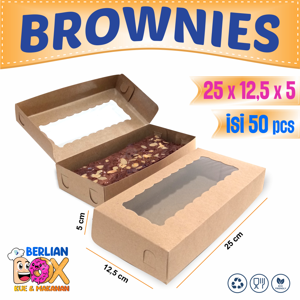 Brownies Box Plain Kraft Brownies Box 25X12,5X5 / Window Brownies Box ...